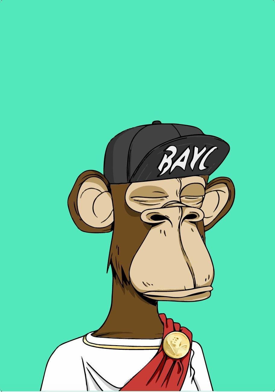 Poster Bored Ape Yacht Club Monkey - A2 250GSM - NFT Bitcoin Metaverse ...