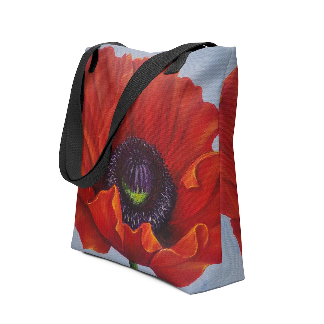 Red Poppy Flower Tote Bag - Etsy
