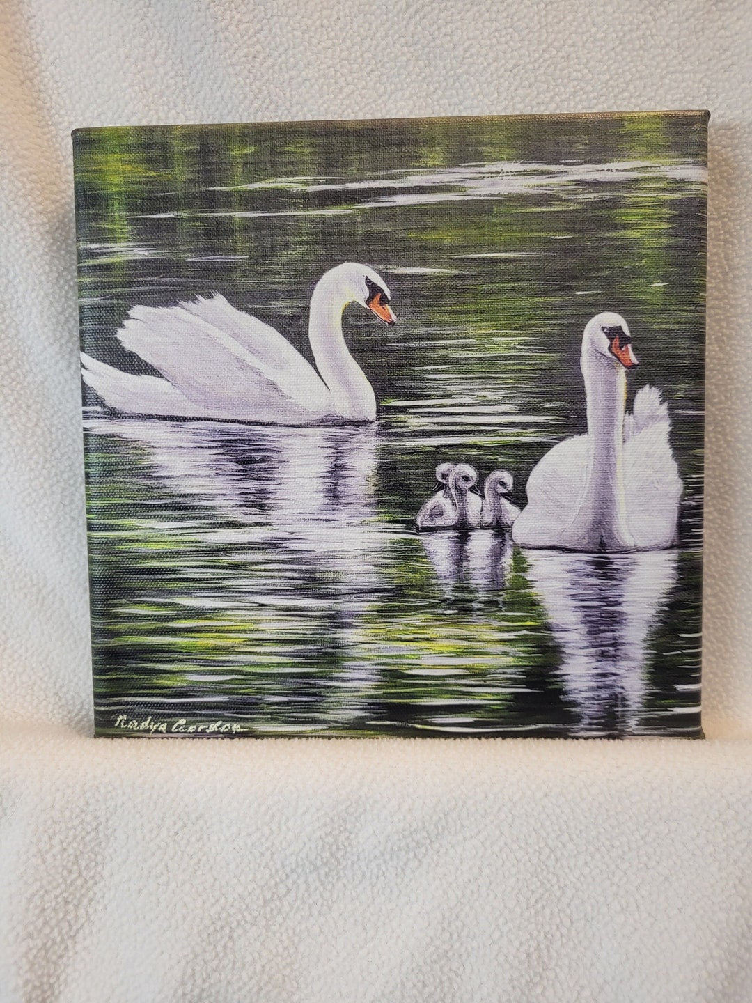 Swan Family Canvas Print: Nadya Gordon Water Bird Art (8x8) - Etsy
