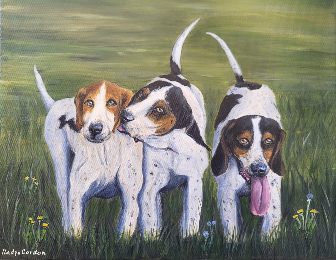 Hound Dogs Original Painting Art by Nadya Gordon / Foxhounds / Treeing ...