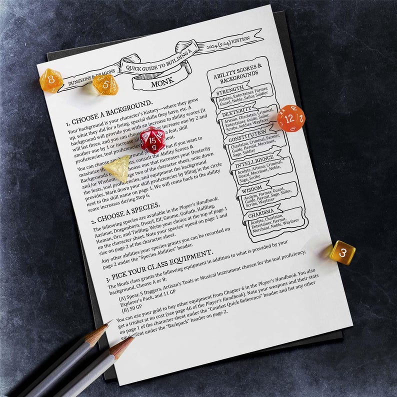 Monk Character Sheet - D&D 2024 - Etsy
