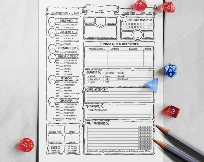 Ranger Character Sheet - D&D 5e - Etsy Canada