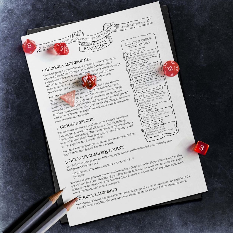 Barbarian Character Sheet - D&D 2024 - Etsy