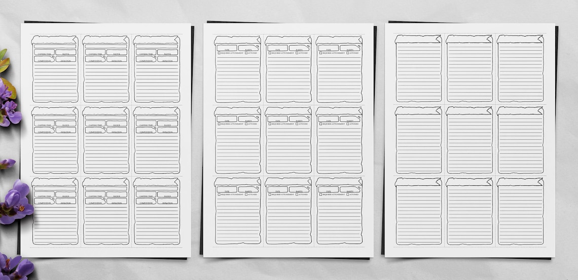 D&D Spell Cards and Item Card Templates - Etsy