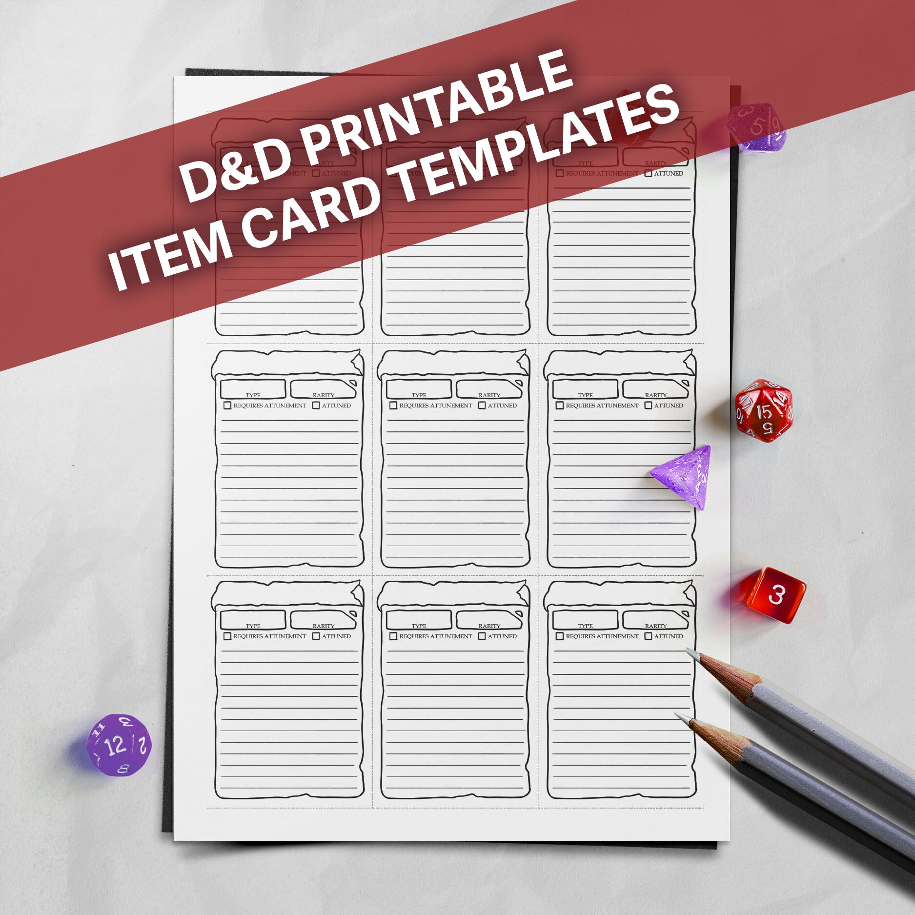 D&D Spell Cards and Item Card Templates - Etsy