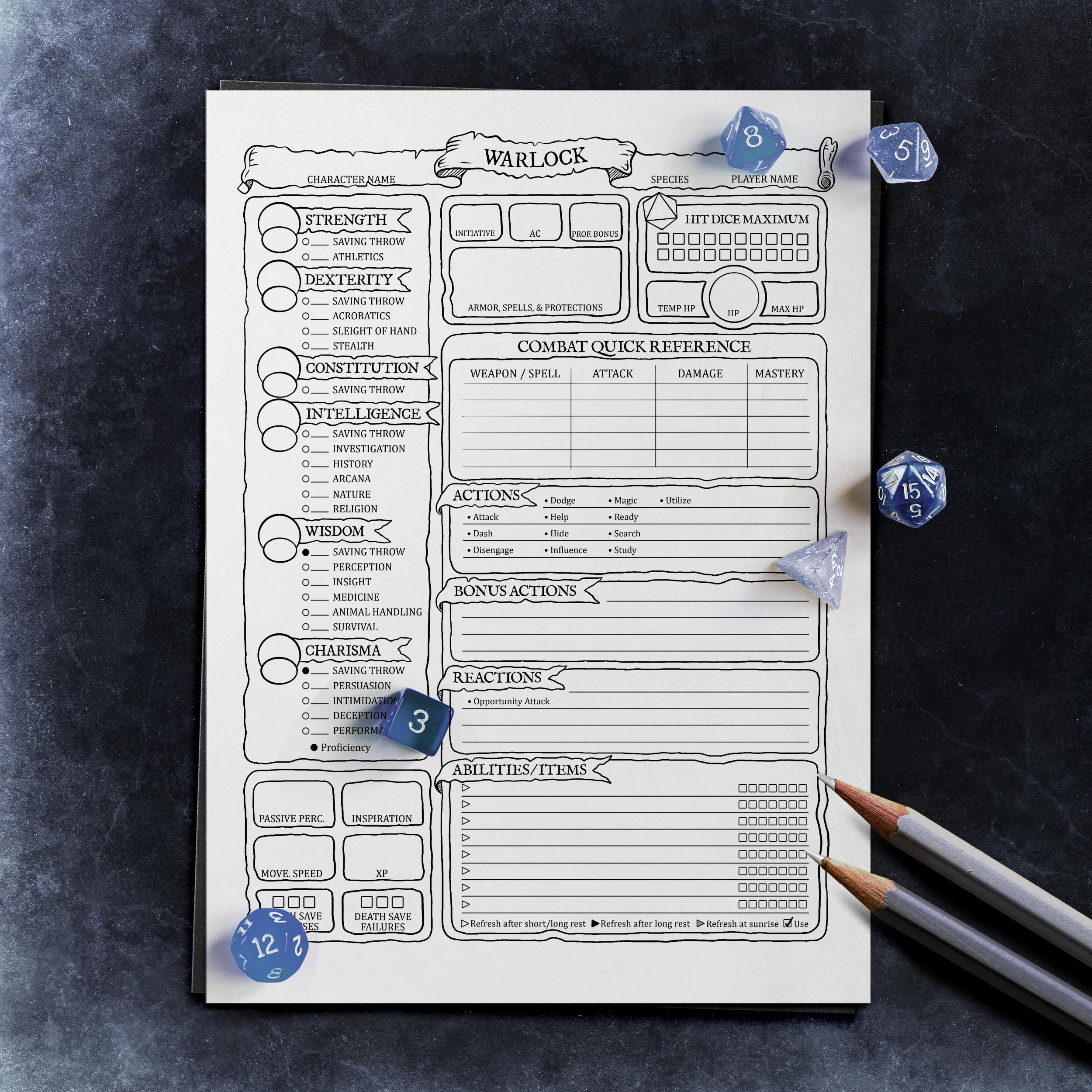 Warlock Character Sheet - D&D 2024 - Etsy
