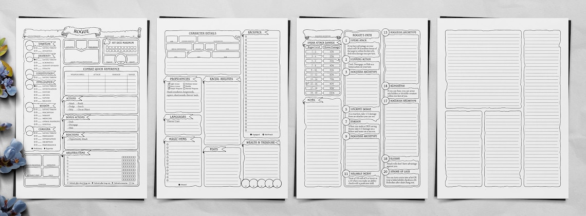 Rogue Character Sheet D&D 5e - Etsy