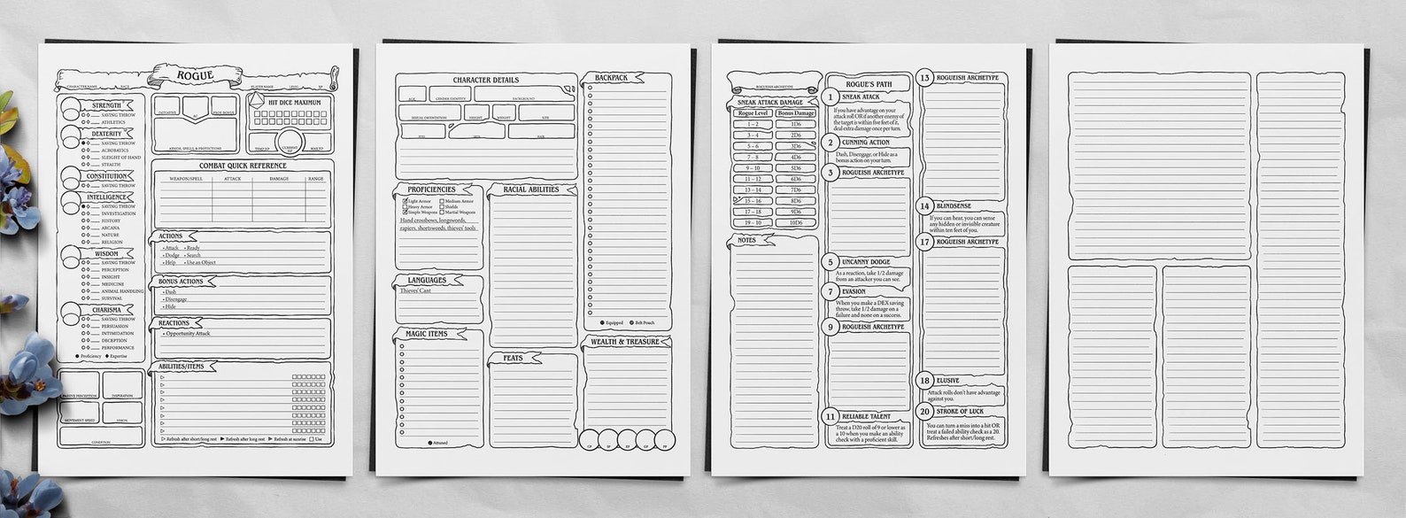 Rogue Character Sheet - D&D 5e - Etsy
