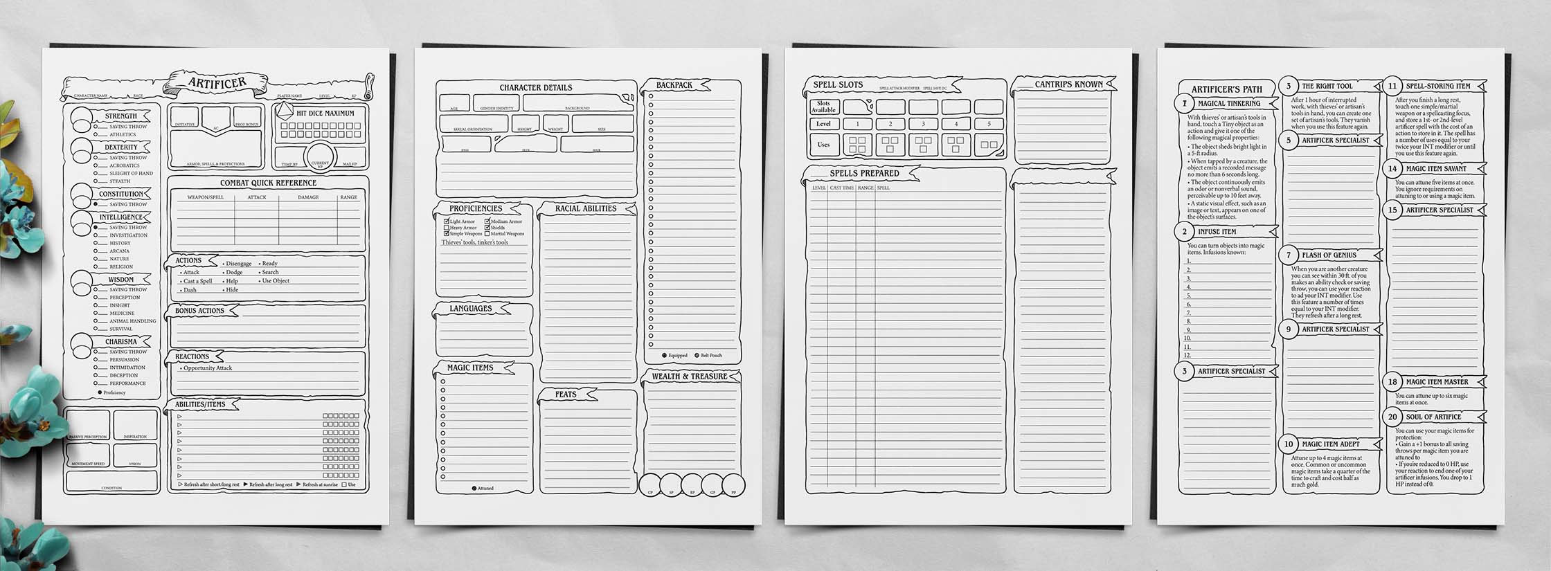 Artificer Character Sheet D&D 5e - Etsy UK