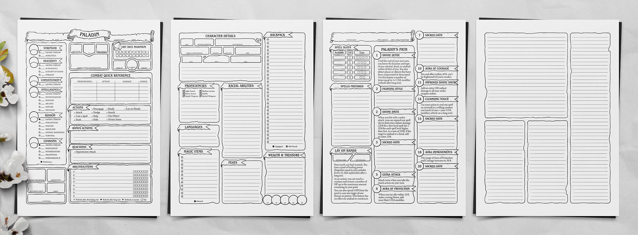 Paladin Character Sheet D&D 5e - Etsy Canada
