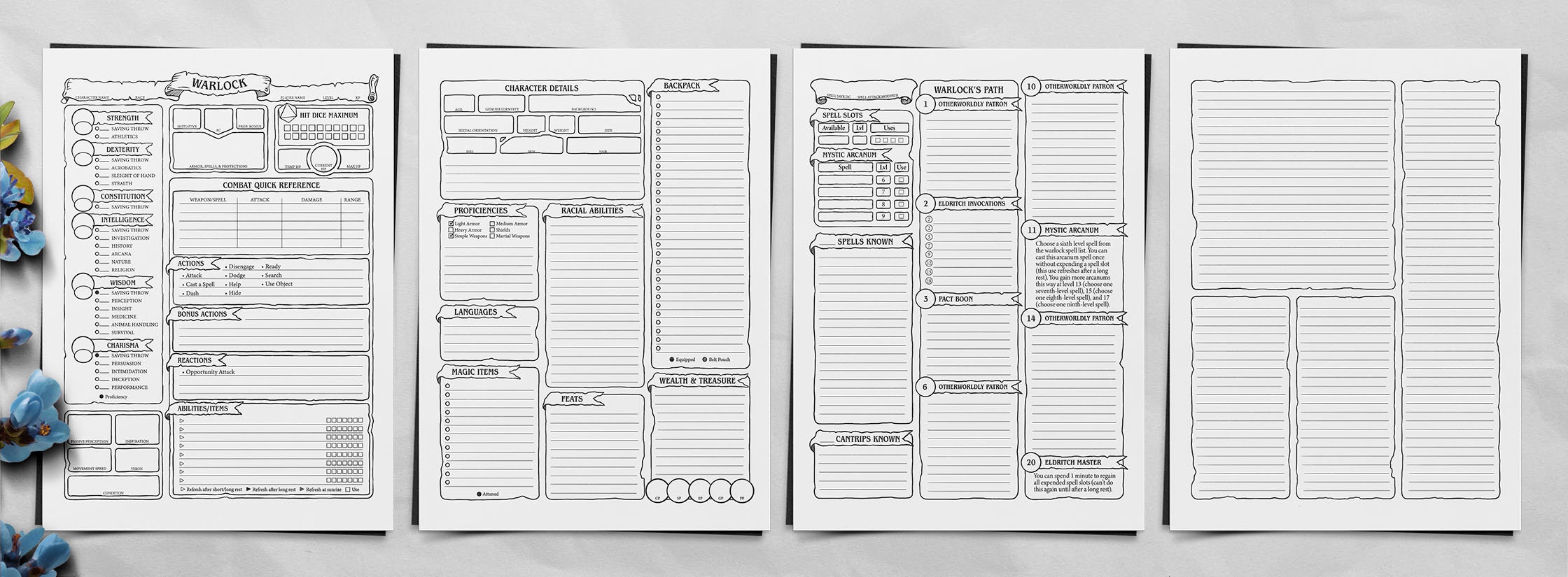 Warlock Character Sheet D&D 5e - Etsy Canada