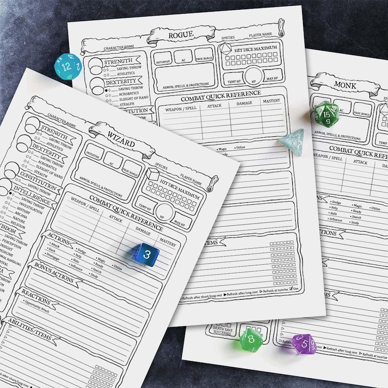 12 Character Sheet Bundle (D&D 2024) - Etsy