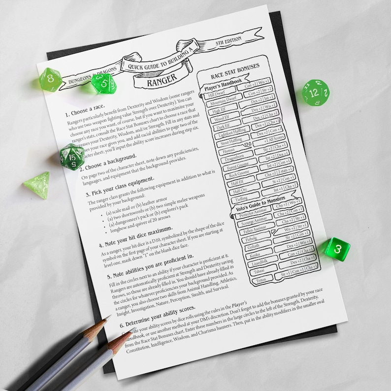 Ranger Character Sheet - D&D 5e - Etsy