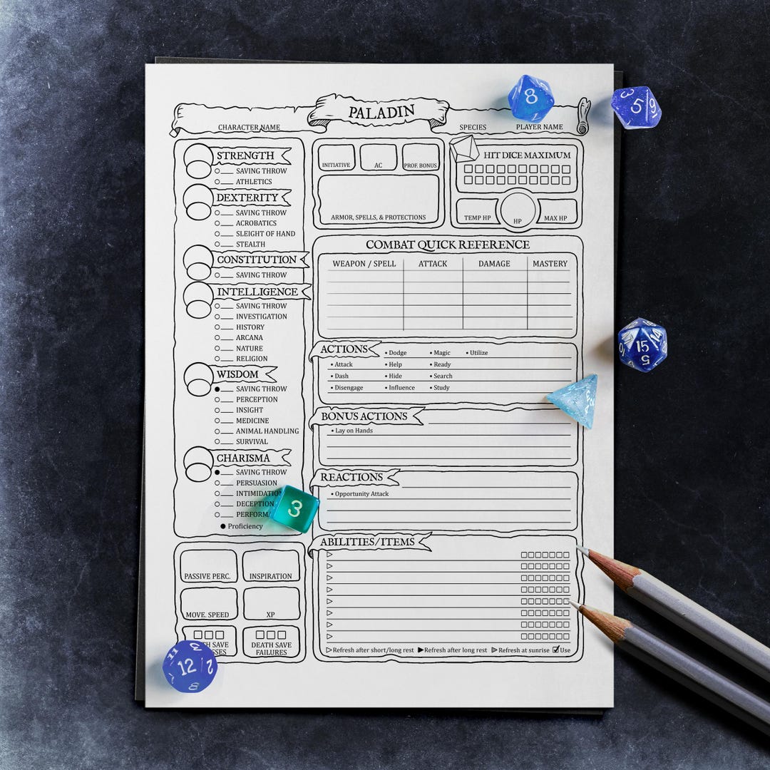 Paladin Character Sheet - D&D 2024 - Etsy UK