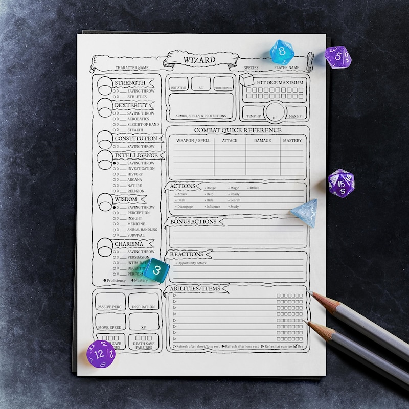 Dnd 2024 character sheet wizard - Etsy.de