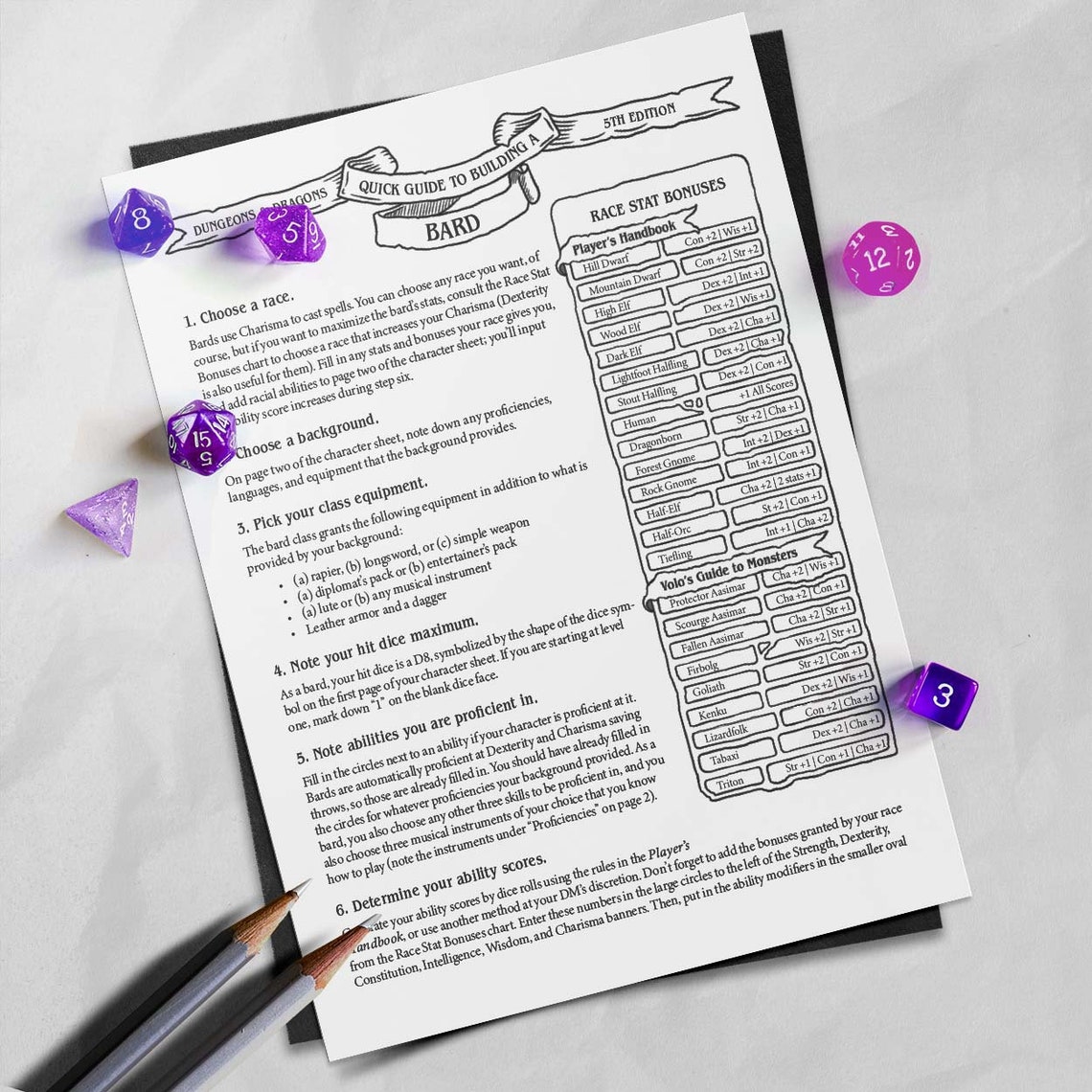 Bard Character Sheet - D&D 5e - Etsy