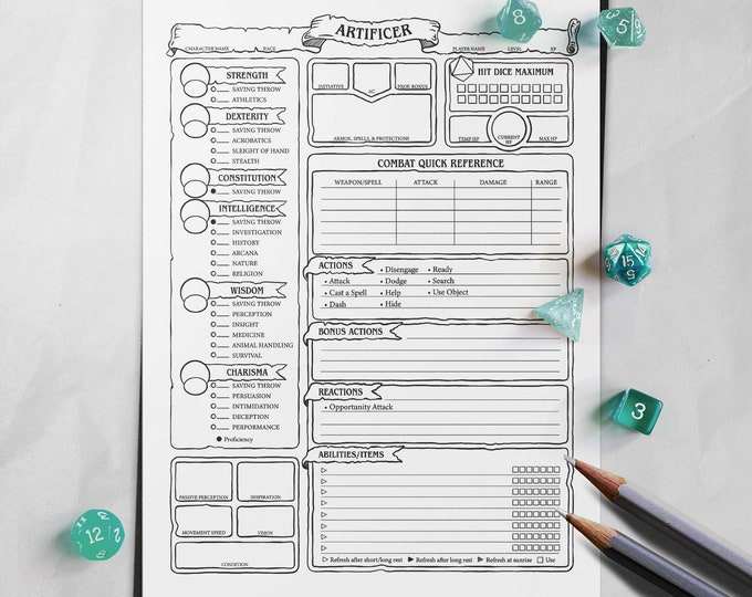 Custom Character Sheet - Alchemist/poisoner/rogue - Etsy