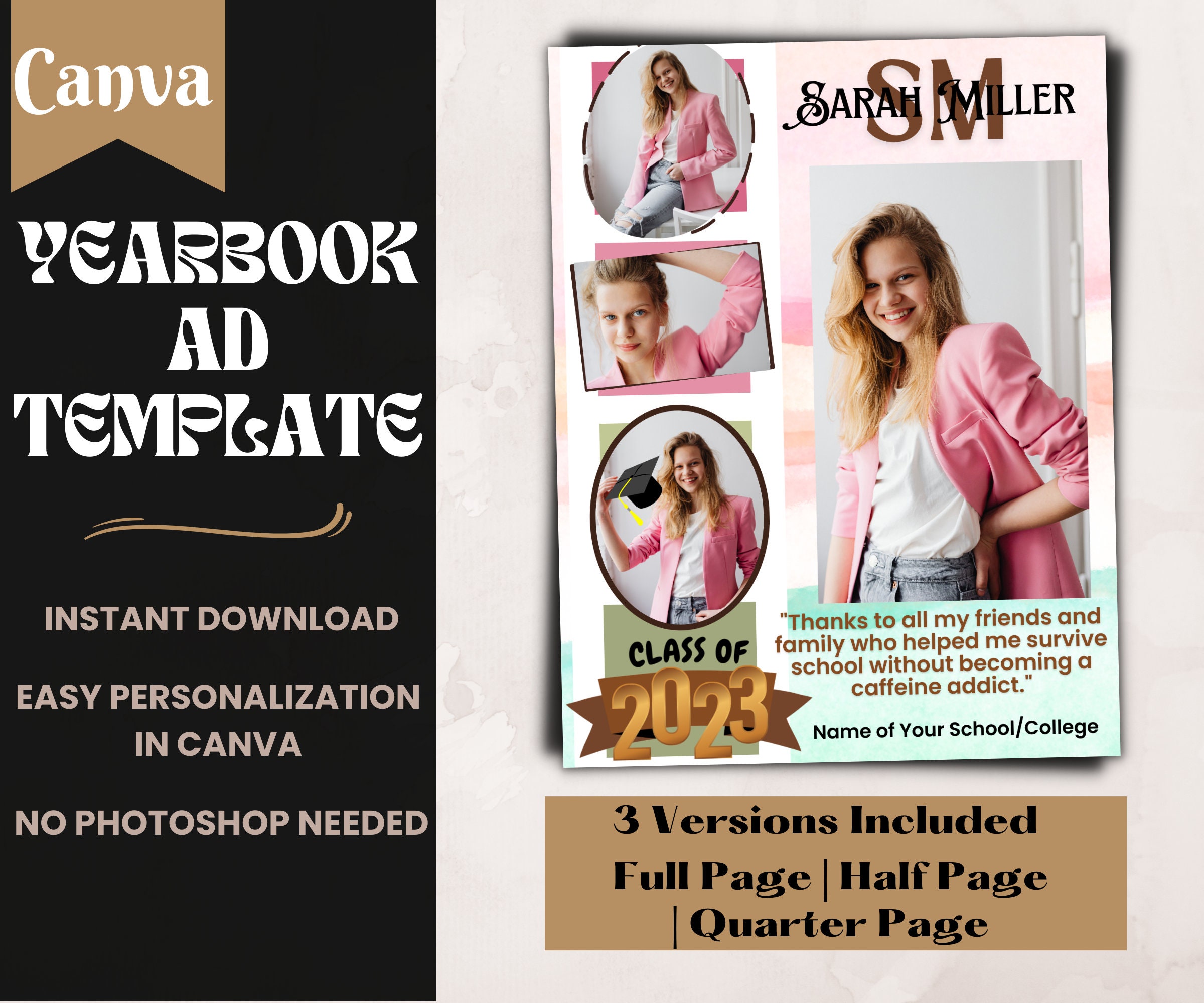 Yearbook Ad Template Yearbook Ad Senior Yearbook Ad Full - Etsy