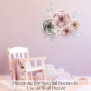 PINK PAPER FLOWERS Decorations for Wall, Wedding, Bridal Shower, Baby ...