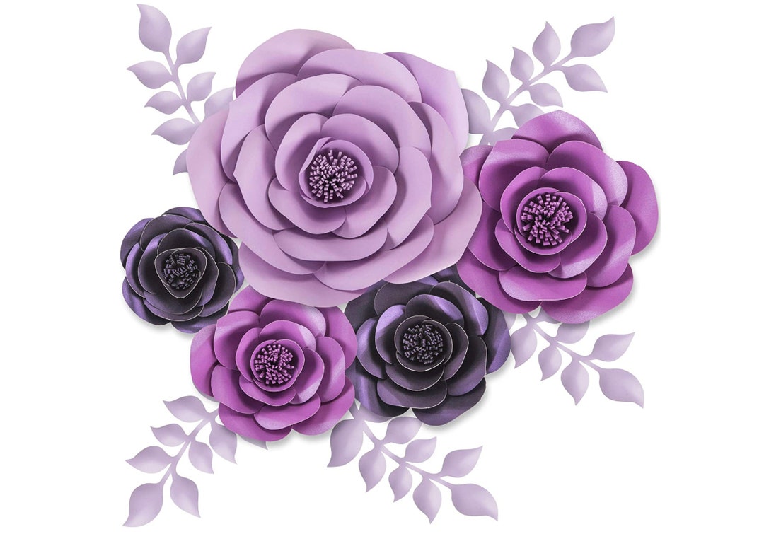 PURPLE PAPER FLOWERS Decorations for Wall, Wedding, Bridal Shower, Baby ...