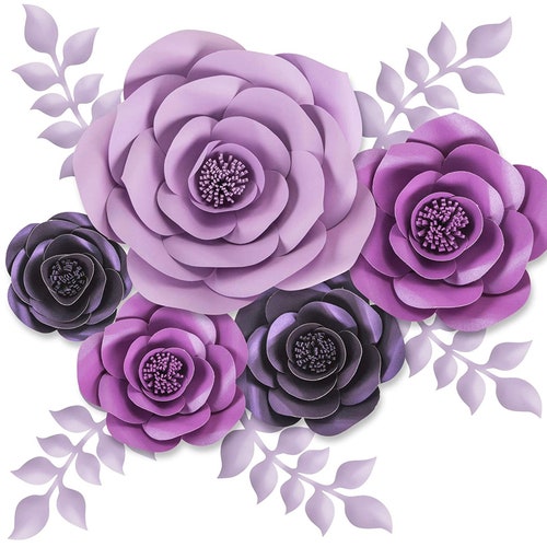 PURPLE PAPER FLOWERS Decorations for Wall Wedding Bridal - Etsy