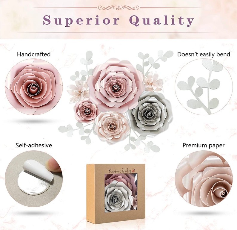 PINK PAPER FLOWERS Decorations for Wall, Wedding, Bridal Shower, Baby ...