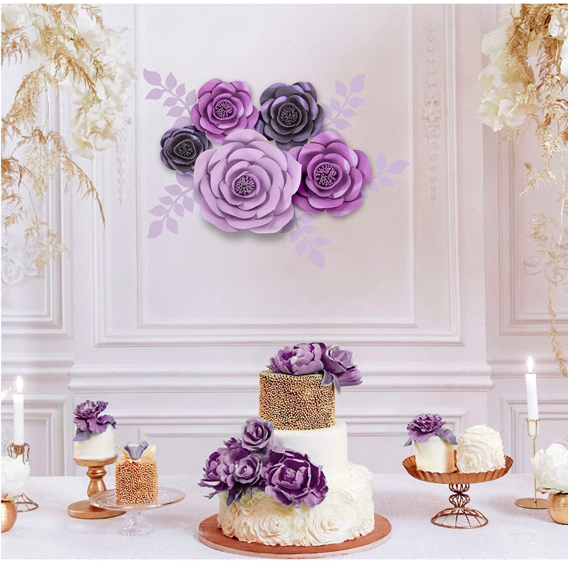 PURPLE PAPER FLOWERS Decorations for Wall Wedding Bridal - Etsy