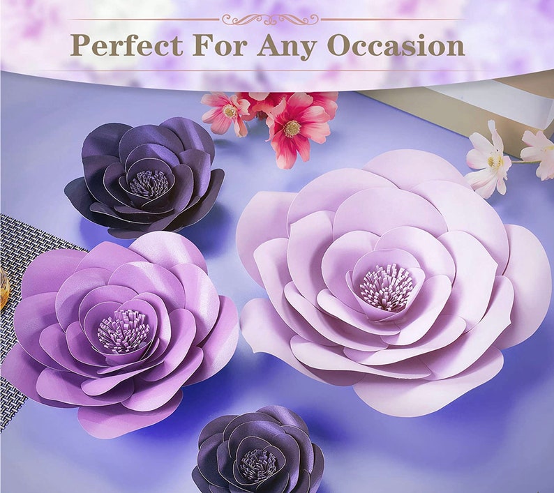 PURPLE PAPER FLOWERS Decorations for Wall Wedding Bridal - Etsy