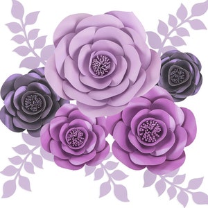 PURPLE PAPER FLOWERS Decorations for Wall, Wedding, Bridal Shower, Baby ...