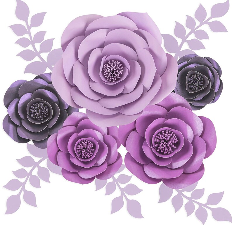 PURPLE PAPER FLOWERS Decorations for Wall Wedding Bridal - Etsy