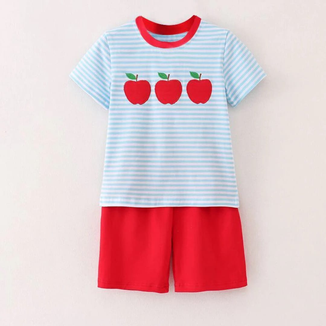 Boys Back to School Applique Apple Set - Etsy