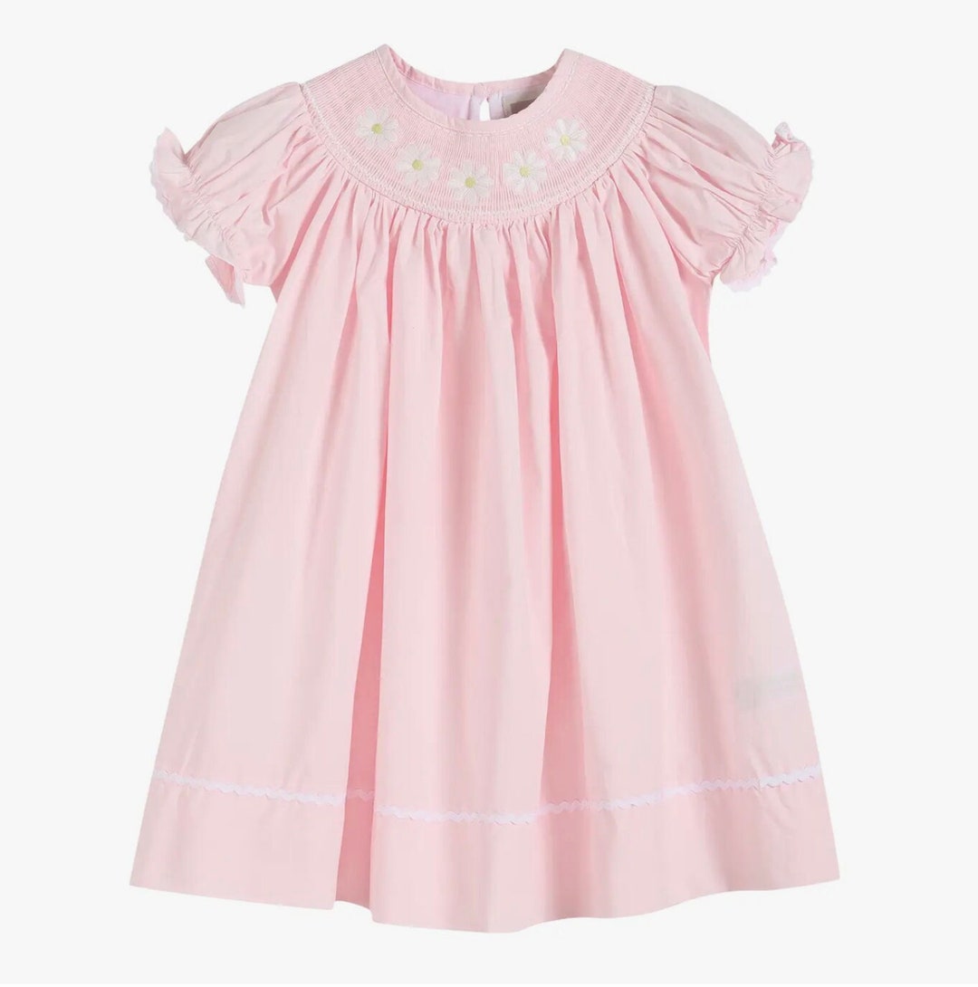 Light Pink Daisy Smocked Dress - Etsy