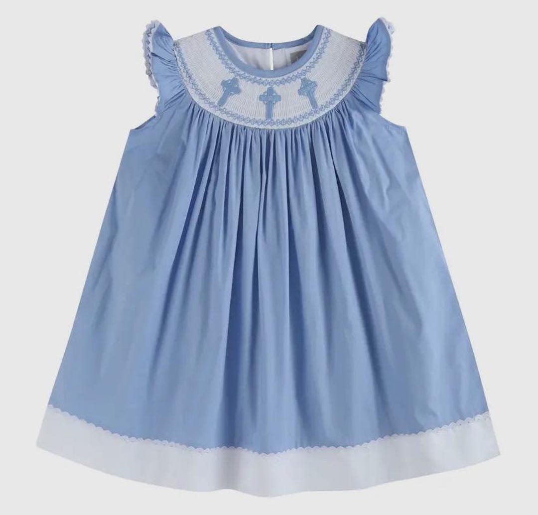Light Blue Seersucker Easter Bunny Smocked Dress - Etsy