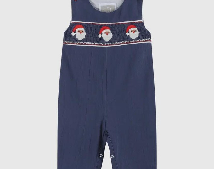 Navy Santa Claus Smocked Christmas Overall Romper - Etsy