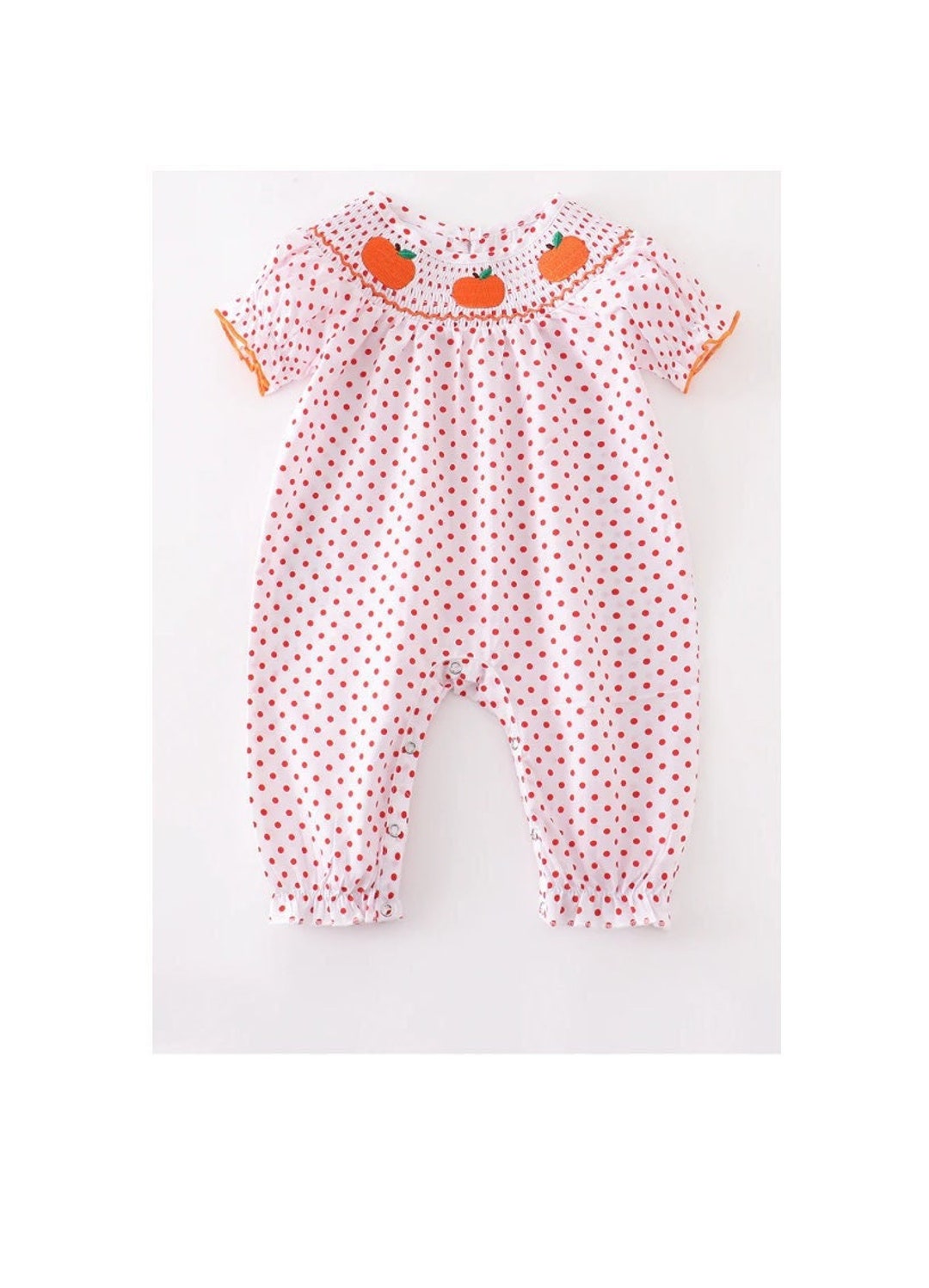 Orange Polk Dot Smocked Pumpkin Romper - Etsy