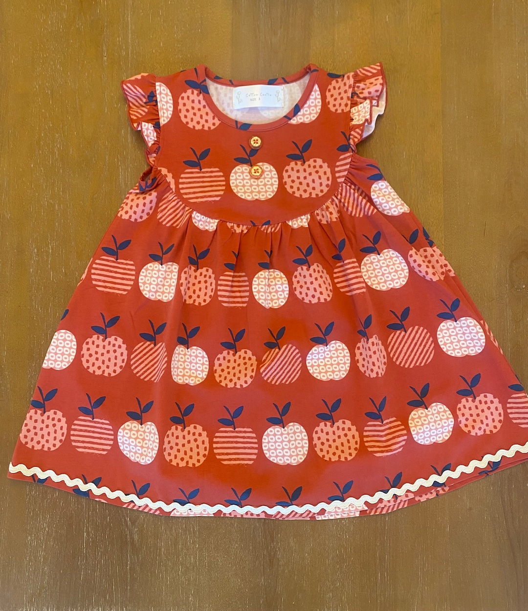 Girls Back to School Apple Print Dress - Etsy