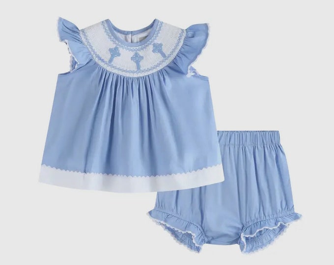 Periwinkle Blue Three Across Smocked Bloomer Set - Etsy
