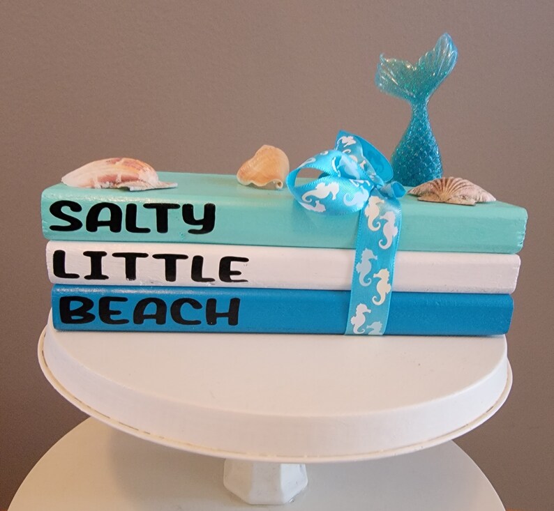 Beach Summer Seashell Mini Book Stack - Etsy
