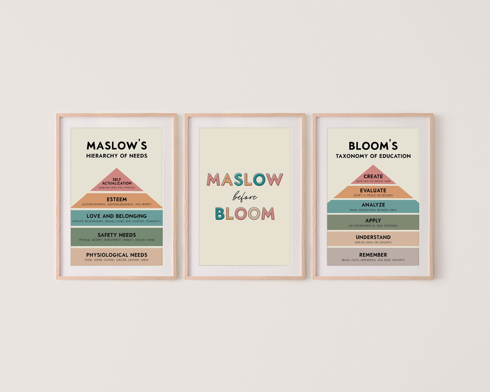 Maslow's Hierarchy of Needs, Maslow Before Bloom, Psychology Gifts ...