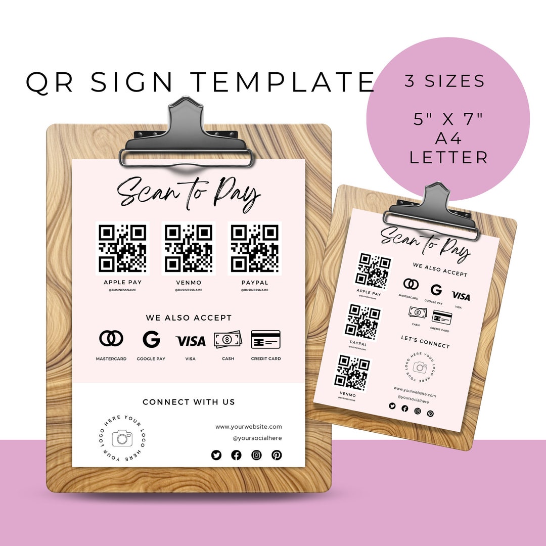 Business QR Sign, QR Payment Sign Template, QR Code Sign Template ...
