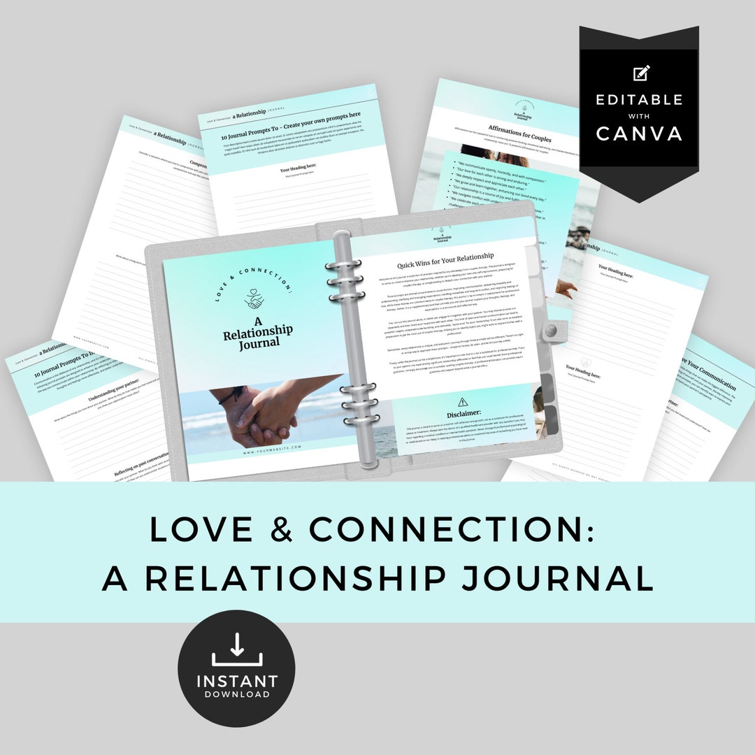 Couples Relationship Journal, Canva Template for Relationship ...