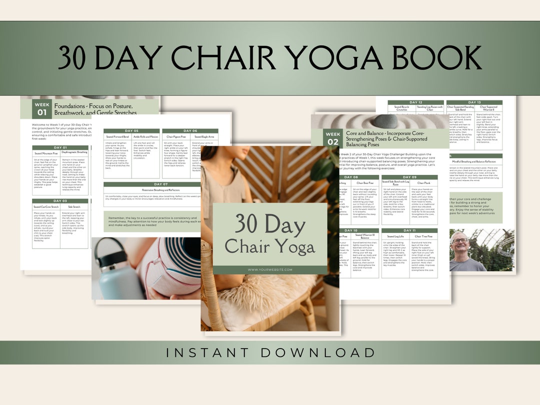 30 Day Chair Yoga Book, Yoga Challenge, Beginner Friendly Yoga ...