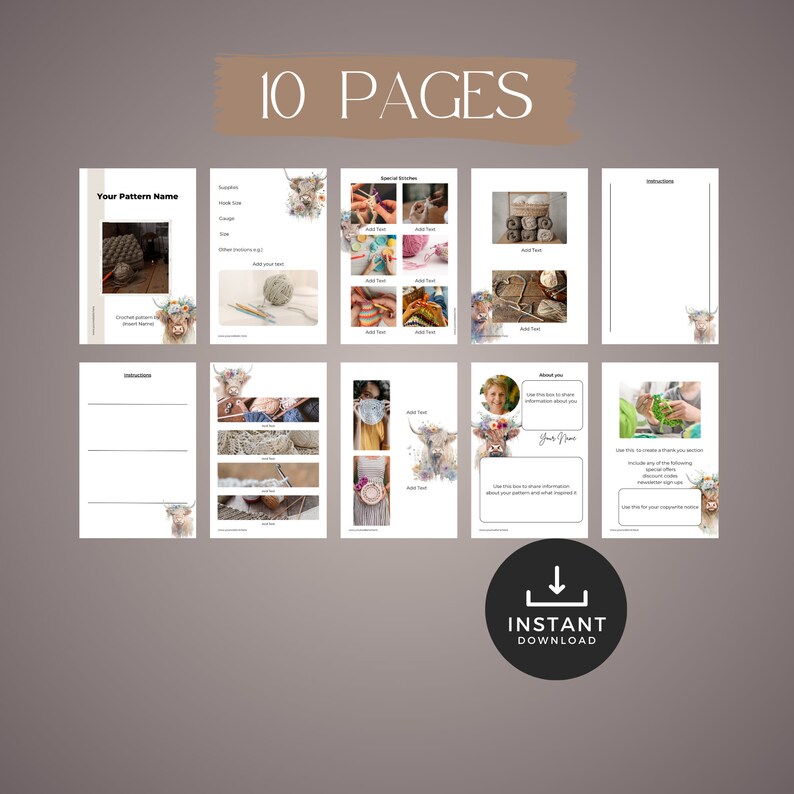 Canva Crochet Pattern Template: Canva Knit Pattern Template for ...