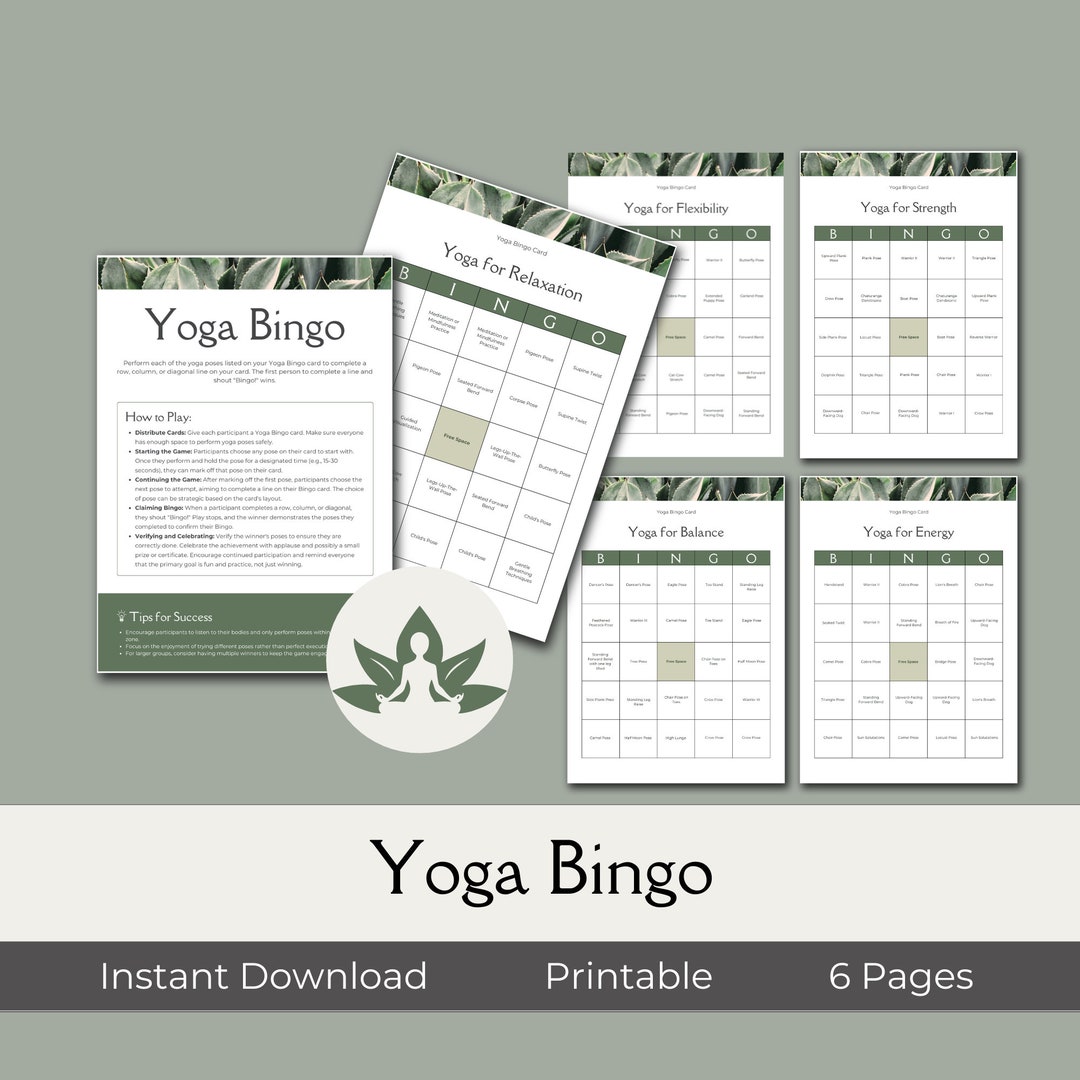 Yoga Bingo Game Canva Wellness Bingo Template Therapy Game Yoga Guide ...