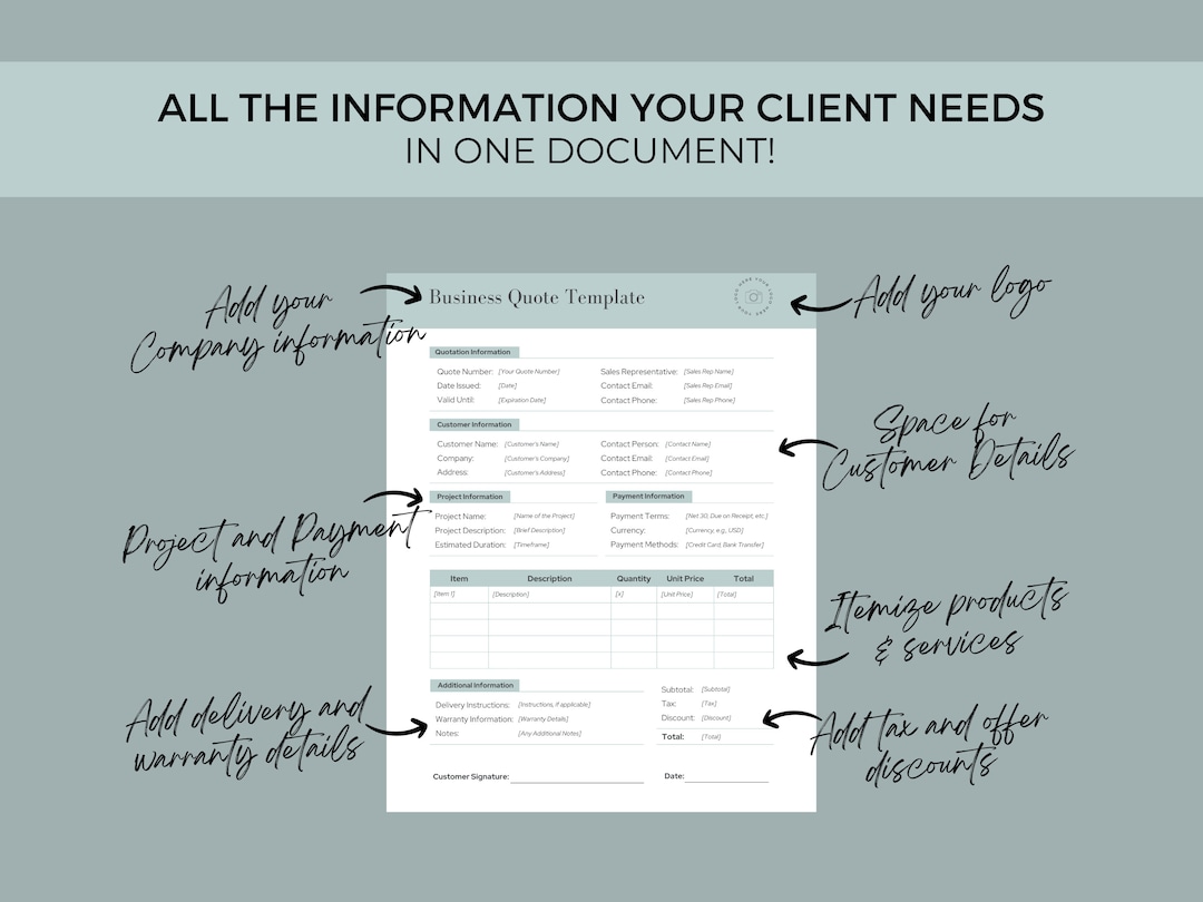 Professional Business Quote Template Canva EDITABLE Quote - Etsy