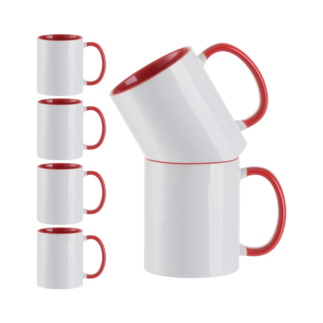 11 Oz. Two Tone Color Mug, 6 Pack - White/orange - Etsy