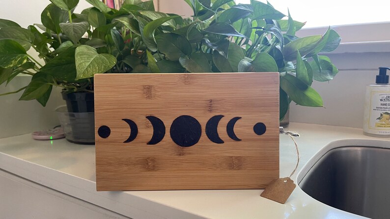 Moon Phases Wood Burned Art/cutting Board - Custom 10 X 6-inch Rustic ...