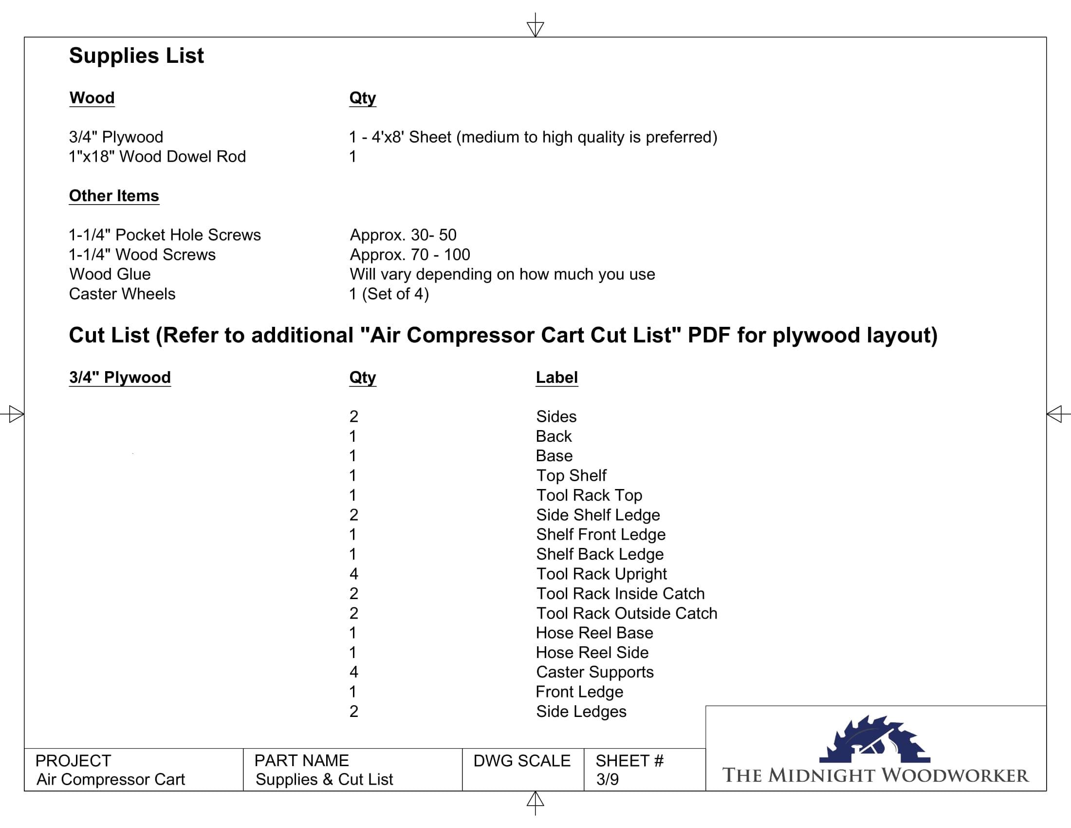 Air Compressor Cart - PDF Plans - Etsy