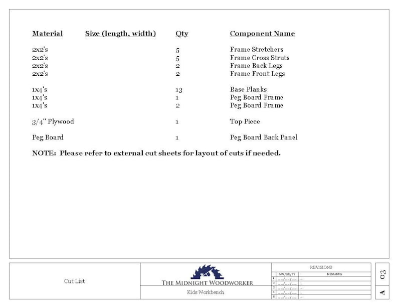 Kids Workbench Plans - Etsy