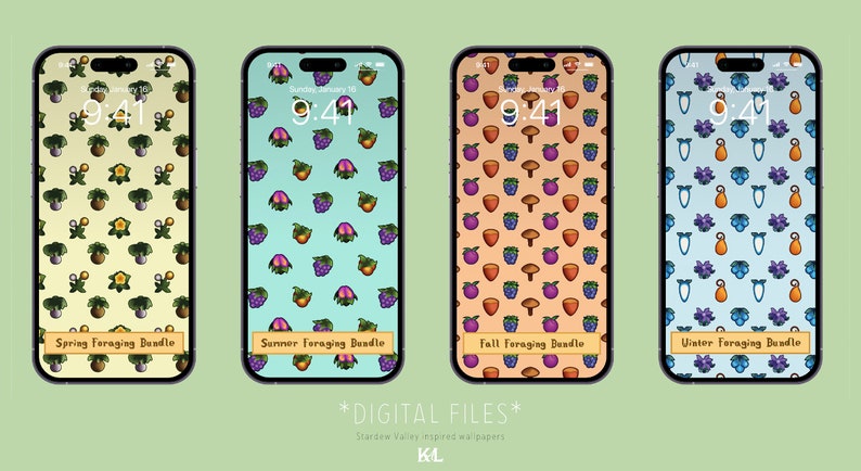Stardew Valley Phone Wallpapers, Seasonal Foraging Bundle, Set of 4 ...